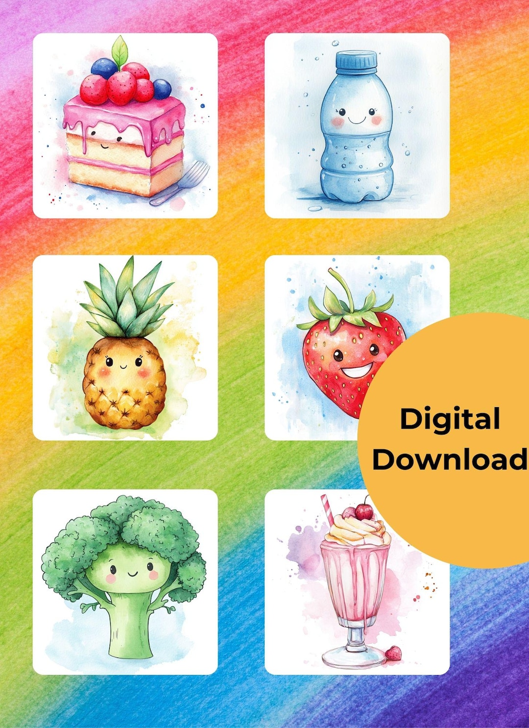 Food Flashcards for Kids: Nutrition Learning Cards (digital Download ...