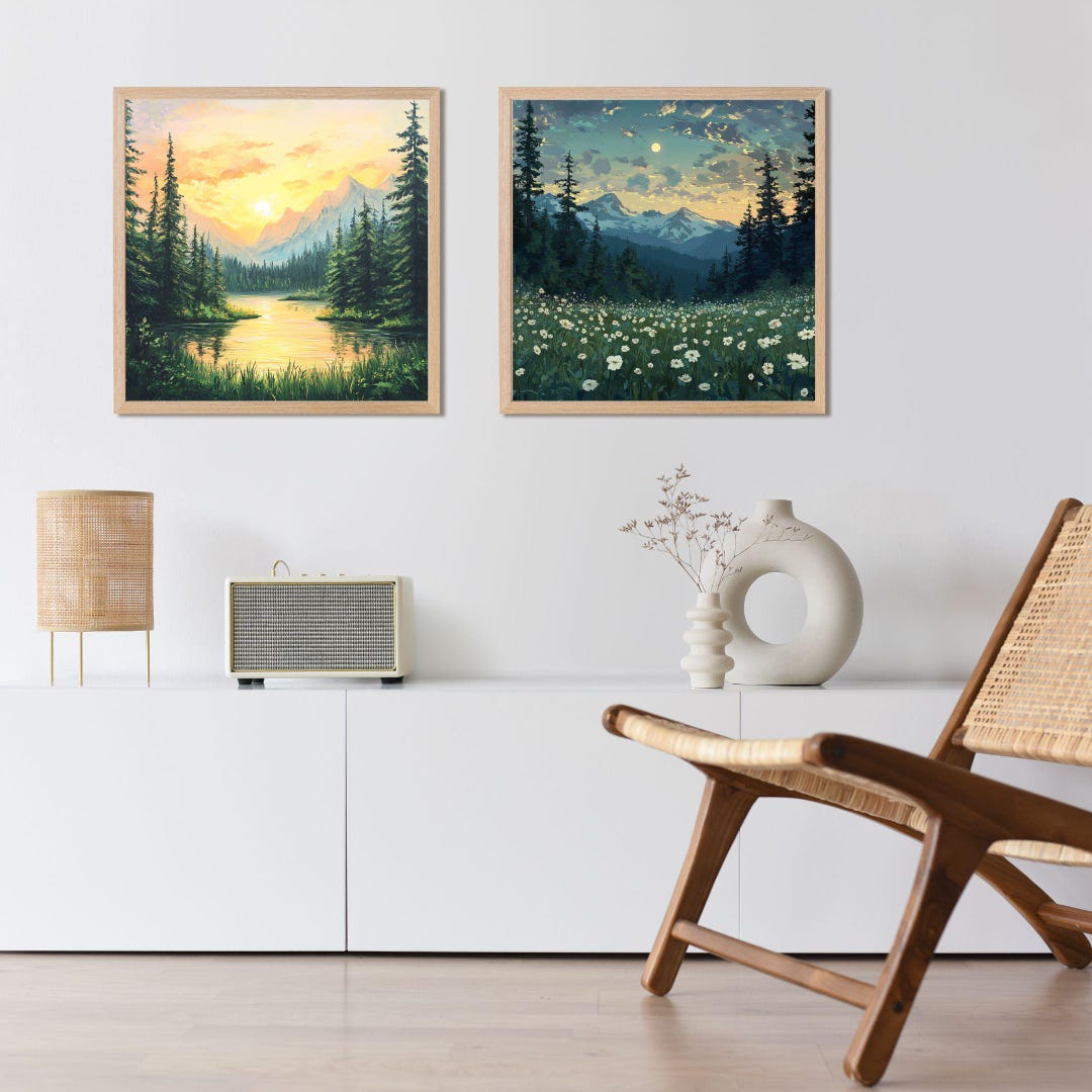 Printable Landscape Art, Nature Landscape Large Wall Art, Green Nature ...