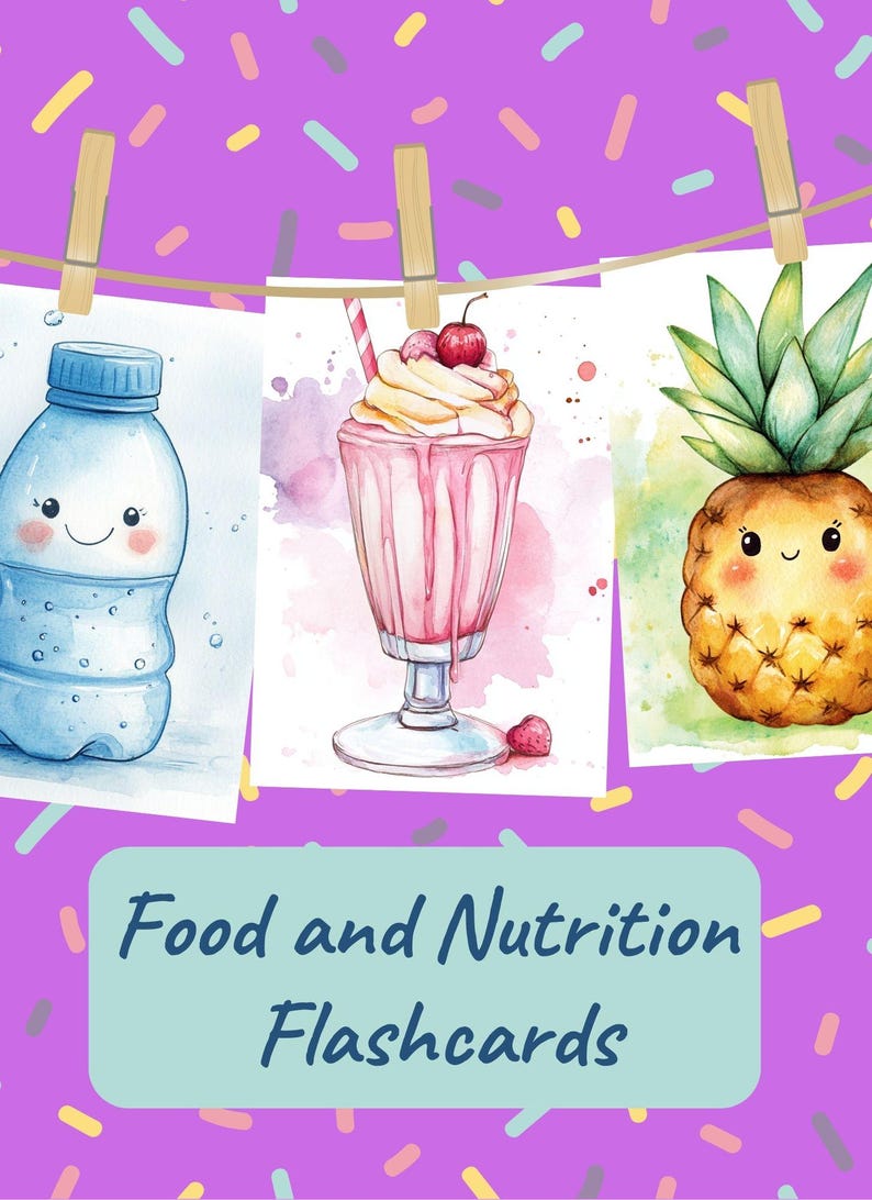 Printable Food and Nutrition Flashcards for Kids - Digital Download ...