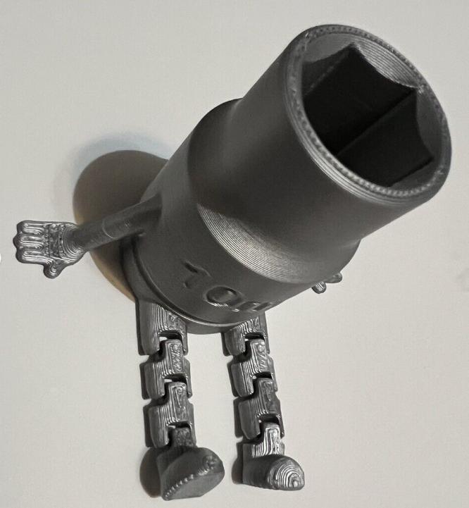 10mm Socket Buddy 3D Printed Articulated (silver PLA) or Custom Color ...