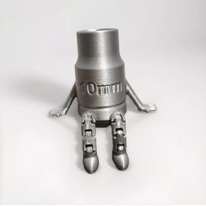 10mm Socket Buddy 3D Printed Articulated (silver PLA) or Custom Color ...