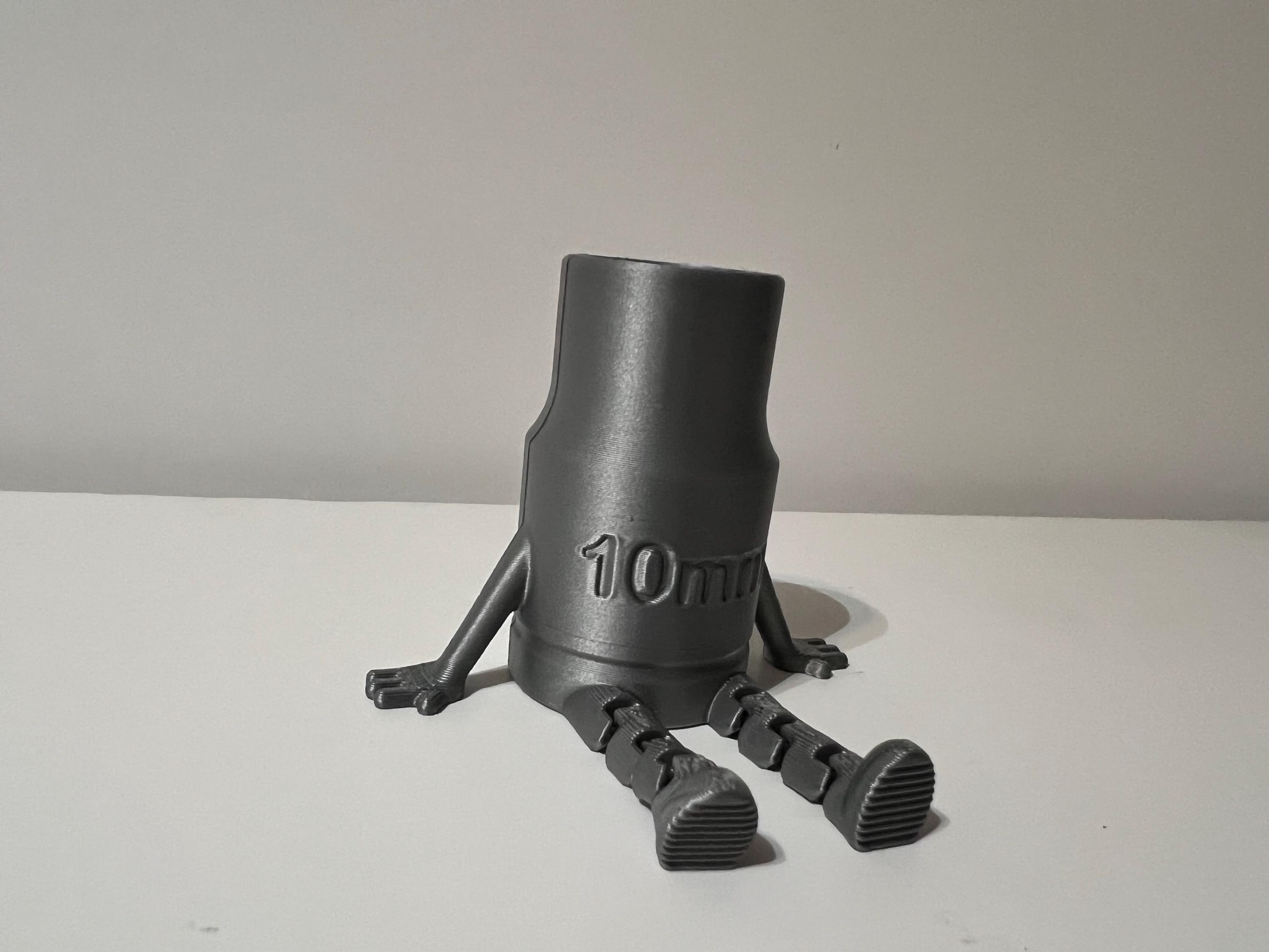 10mm Socket Buddy 3D Printed Articulated (silver PLA) or Custom Color ...