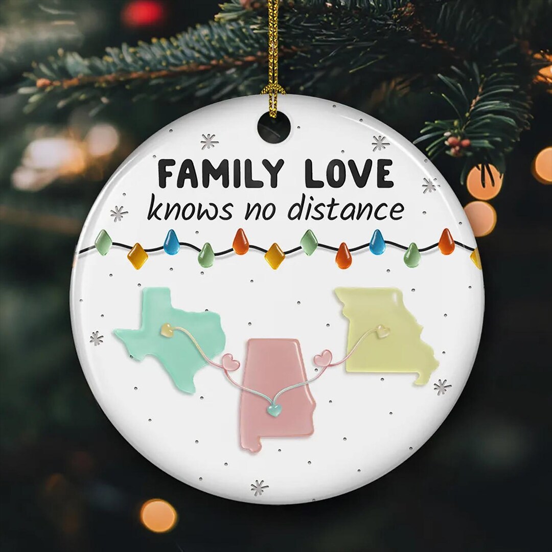 Custom State Map Ceramic Ornament, Long Distance Family Gift - Etsy