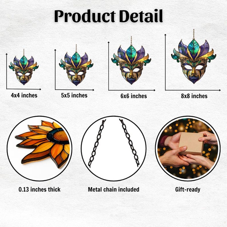 Mardi Gras Mask Acrylic Suncatcher, Effect Suncatcher Carnival Decor ...