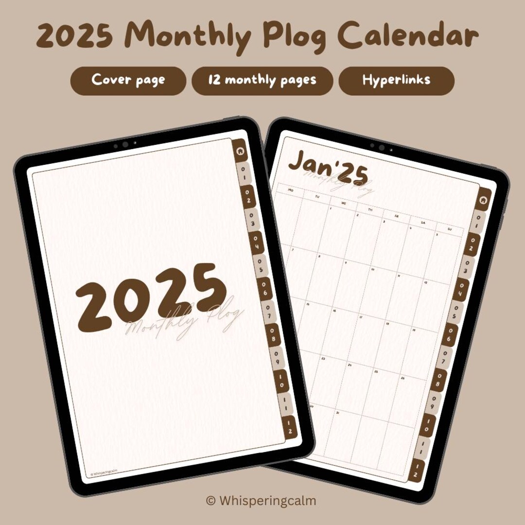 2025 Monthly Plog Journal With Hyperlinks,monthly Plog,digital Journal ...