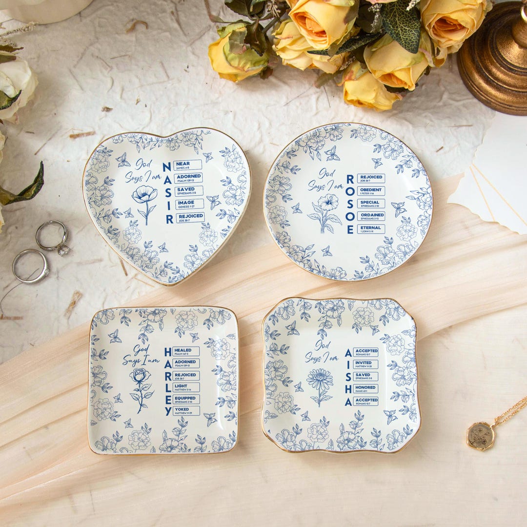 Personalized Christian Name Jewelry Dish With Bible Verses, Custom ...