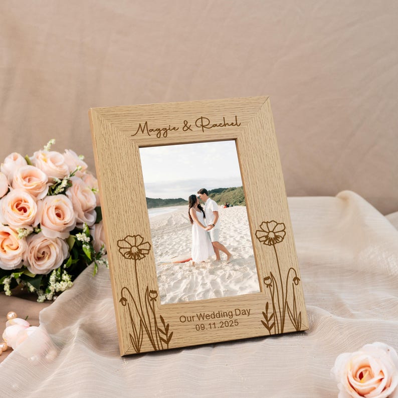 Personalized Wedding Photo Frame, Custom Engraved Wedding Picture Frame ...