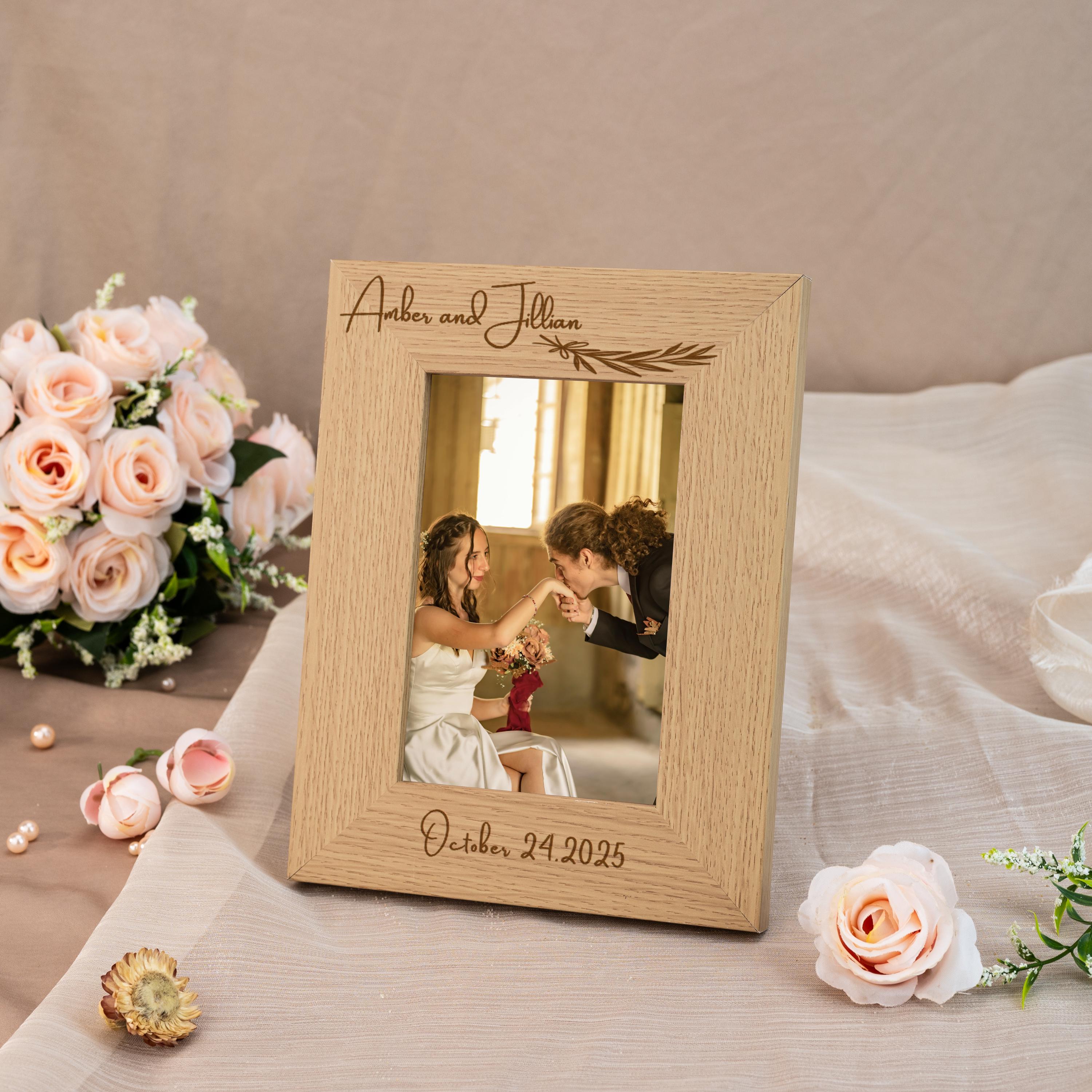 Personalized Wedding Photo Frame, Custom Engraved Wedding Picture Frame ...