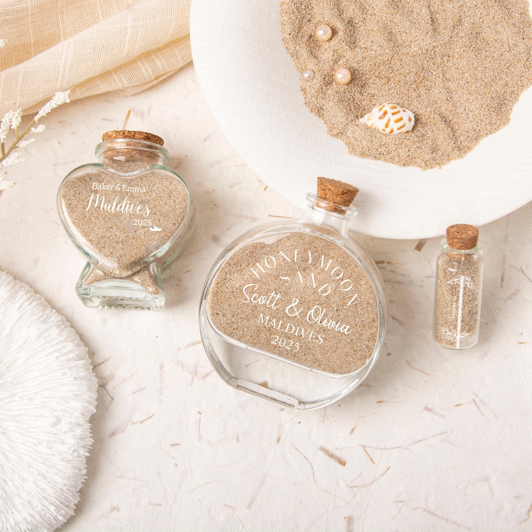 Honeymoon Sand Bottle, Small Travel Sand Memory Bottle, Wedding Bridal ...