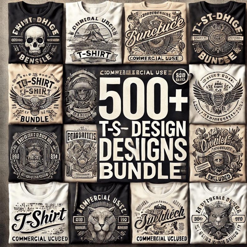 500 Premium T-shirt Designs Pack PNG Editable & Ready to Print for ...