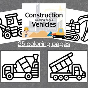 Vehicle Coloring Pages, Printable Booklet, Construction Trucks, Bold ...