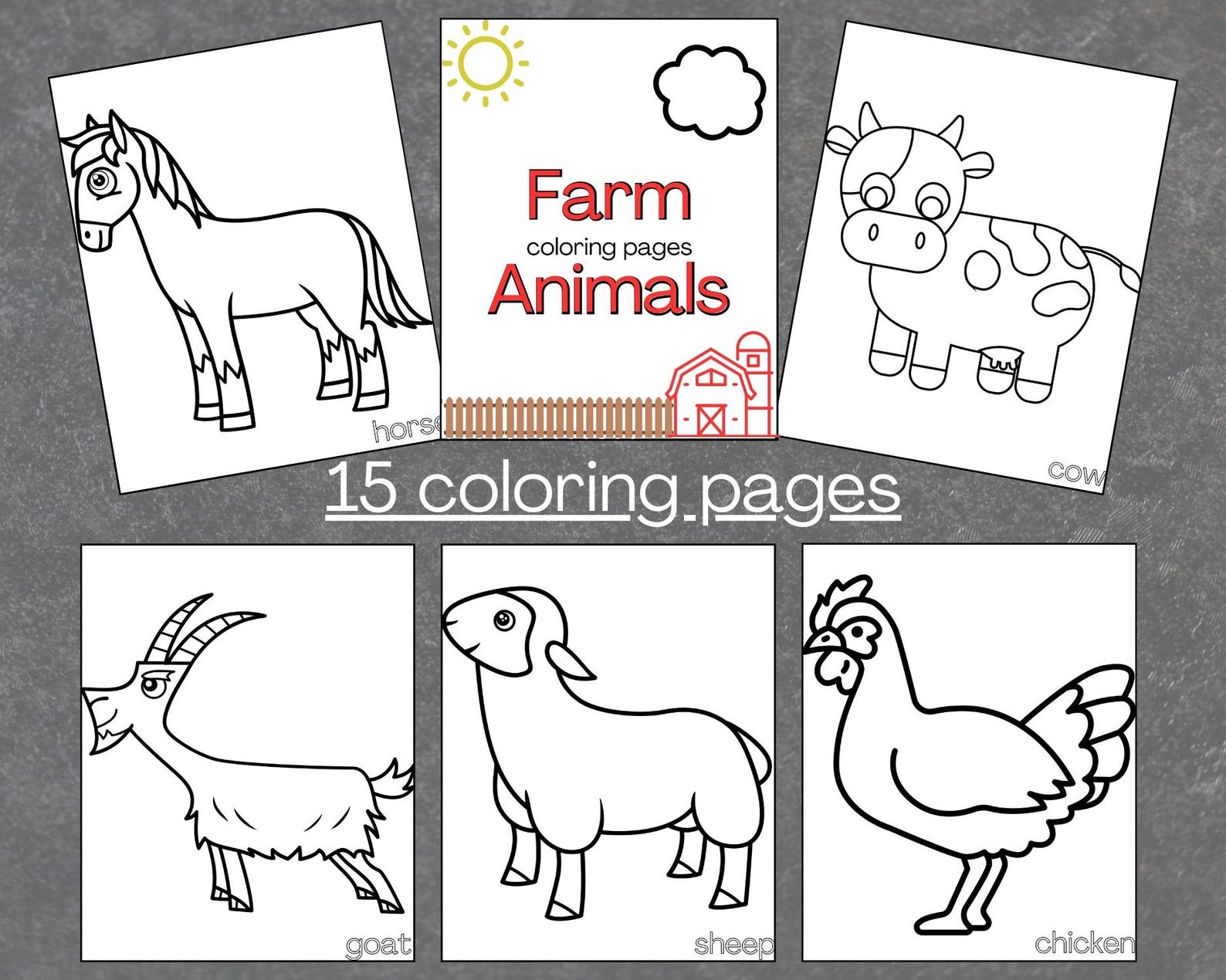 Animals Coloring Pages, Printable Booklet, Farm Animals, Animal ...