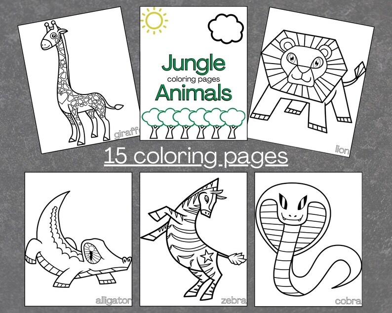 Animals Coloring Pages, Printable Booklet, Jungle and Wildlife Animals ...