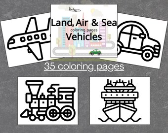 Vehicle Coloring Pages, Printable Booklet, Bold and Simple, Designed ...
