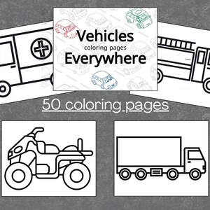Vehicle Coloring Pages, Printable Booklet, Bold and Simple, Designed ...