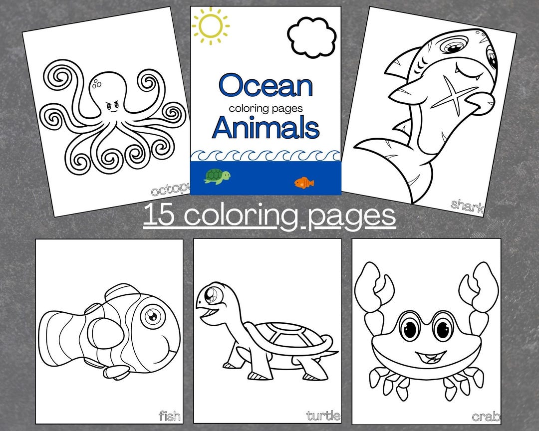 Animals Coloring Pages, Printable Booklet, Ocean and Sea Animals ...