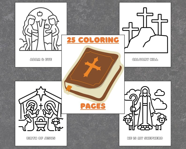 Bible Coloring Pages, Printable Booklet, Bold and Simple, Designed for ...