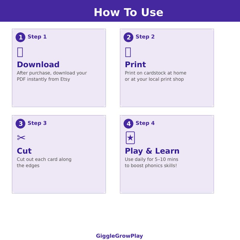 Toddler CVC Flash Cards Vowel U | Printable Phonics Word Cards (PDF ...