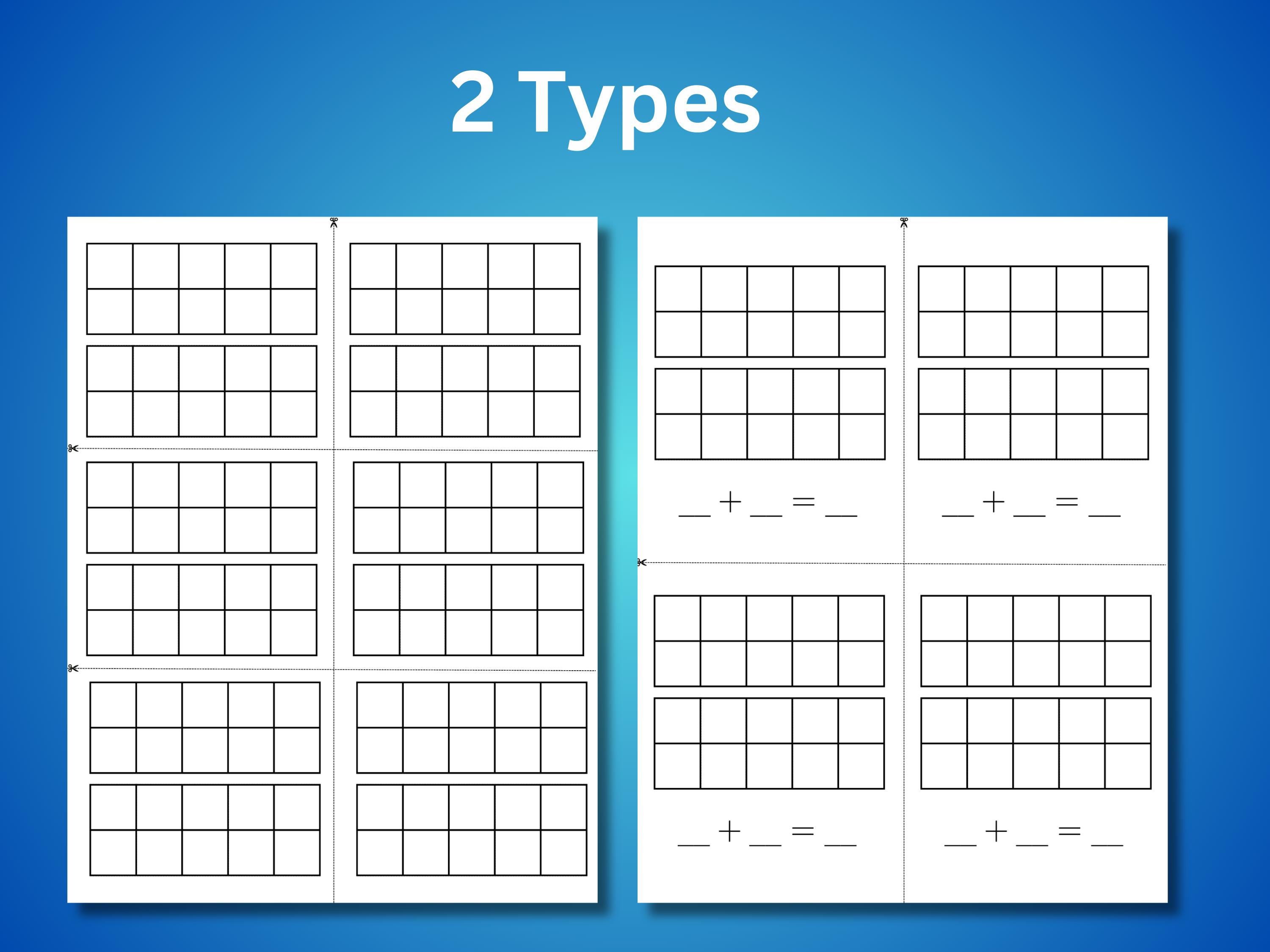 Math Ten Frame Templates Worksheets for Kindergarten and 1st Grade. - Etsy