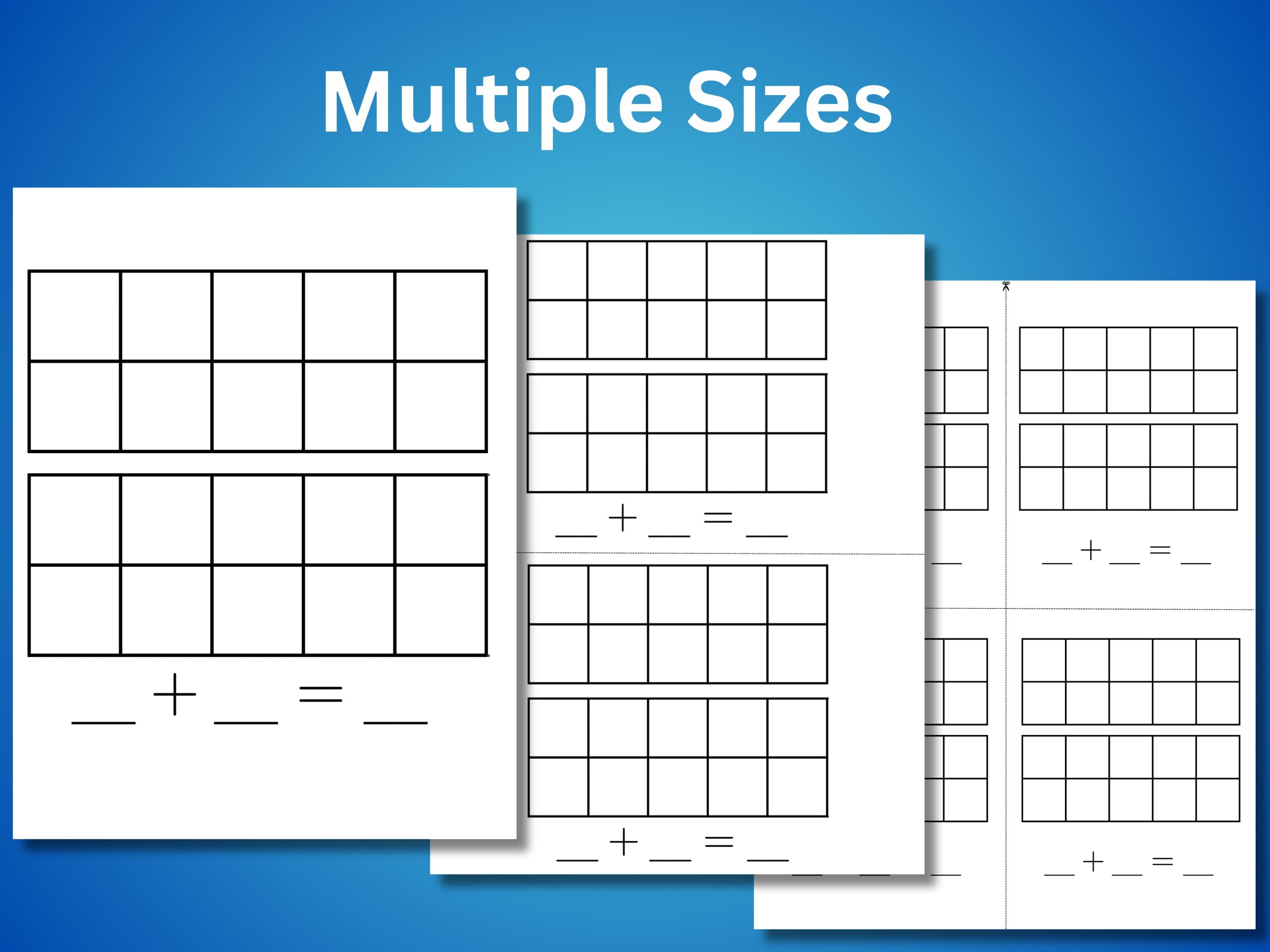 Math Ten Frame Templates Worksheets for Kindergarten and 1st Grade. - Etsy