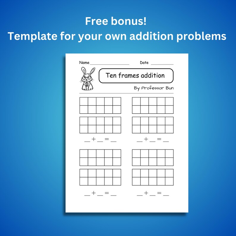 Printable Ten Frames Addition Math Problems Worksheets for Kindergarten ...