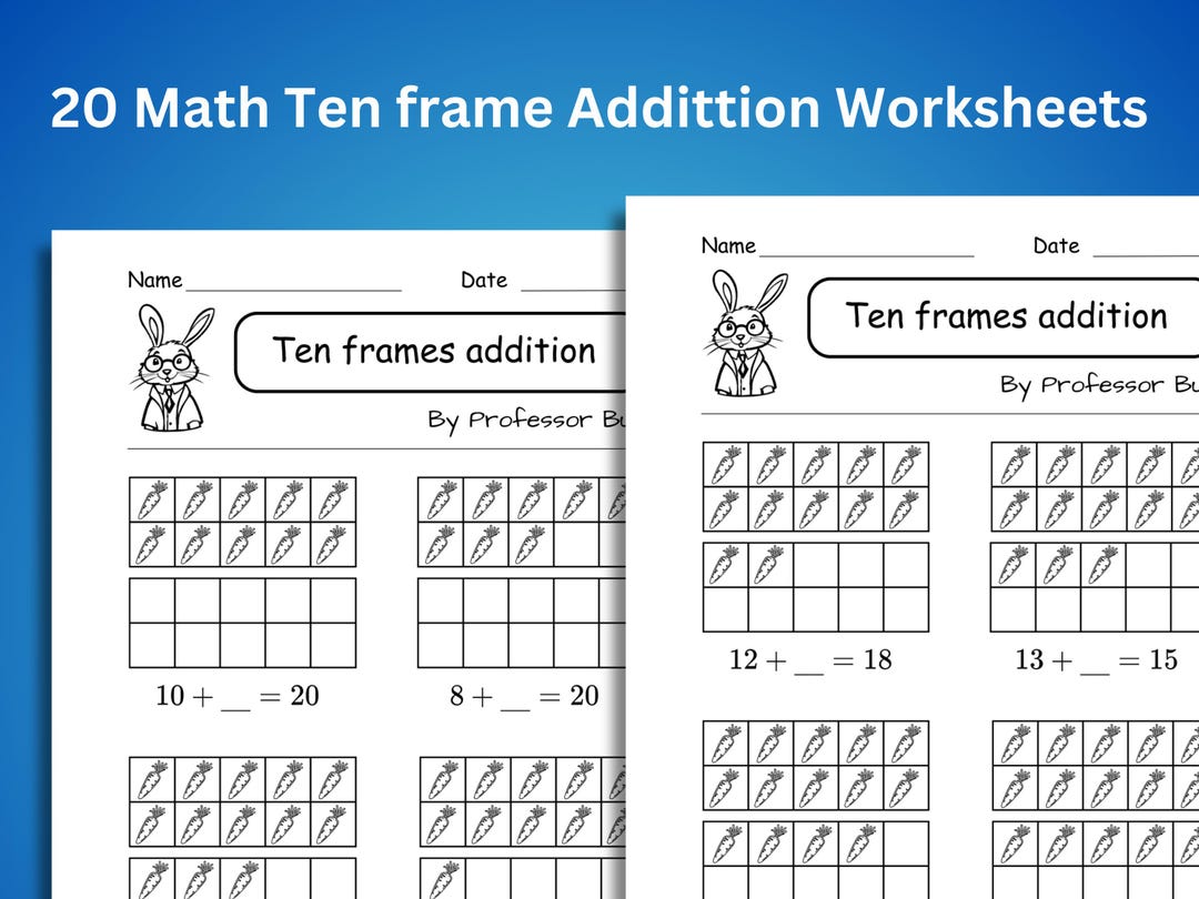Printable Ten Frames Addition Math Problems Worksheets for Kindergarten ...