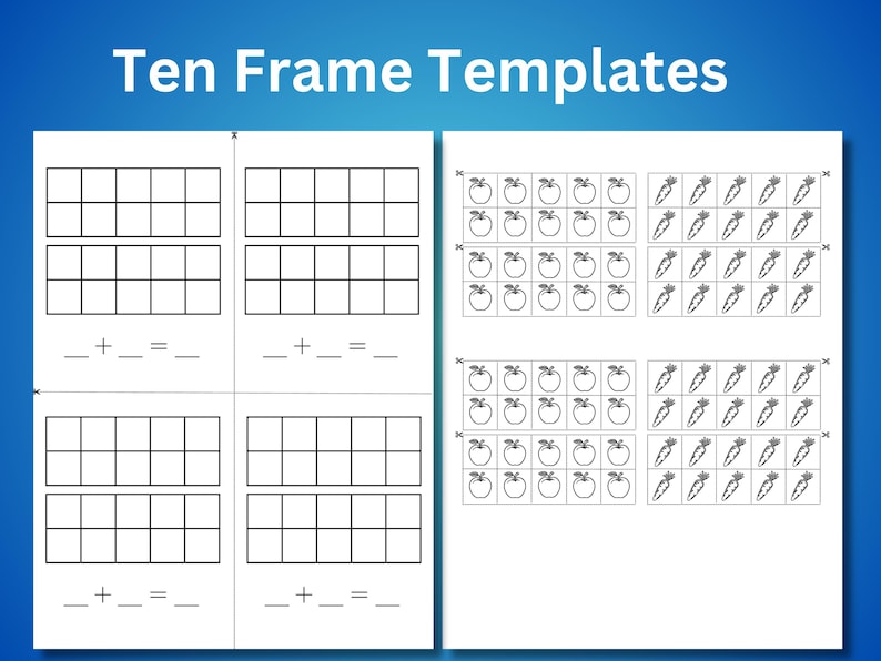 Math Ten Frame Templates Worksheets for Kindergarten and 1st Grade ...