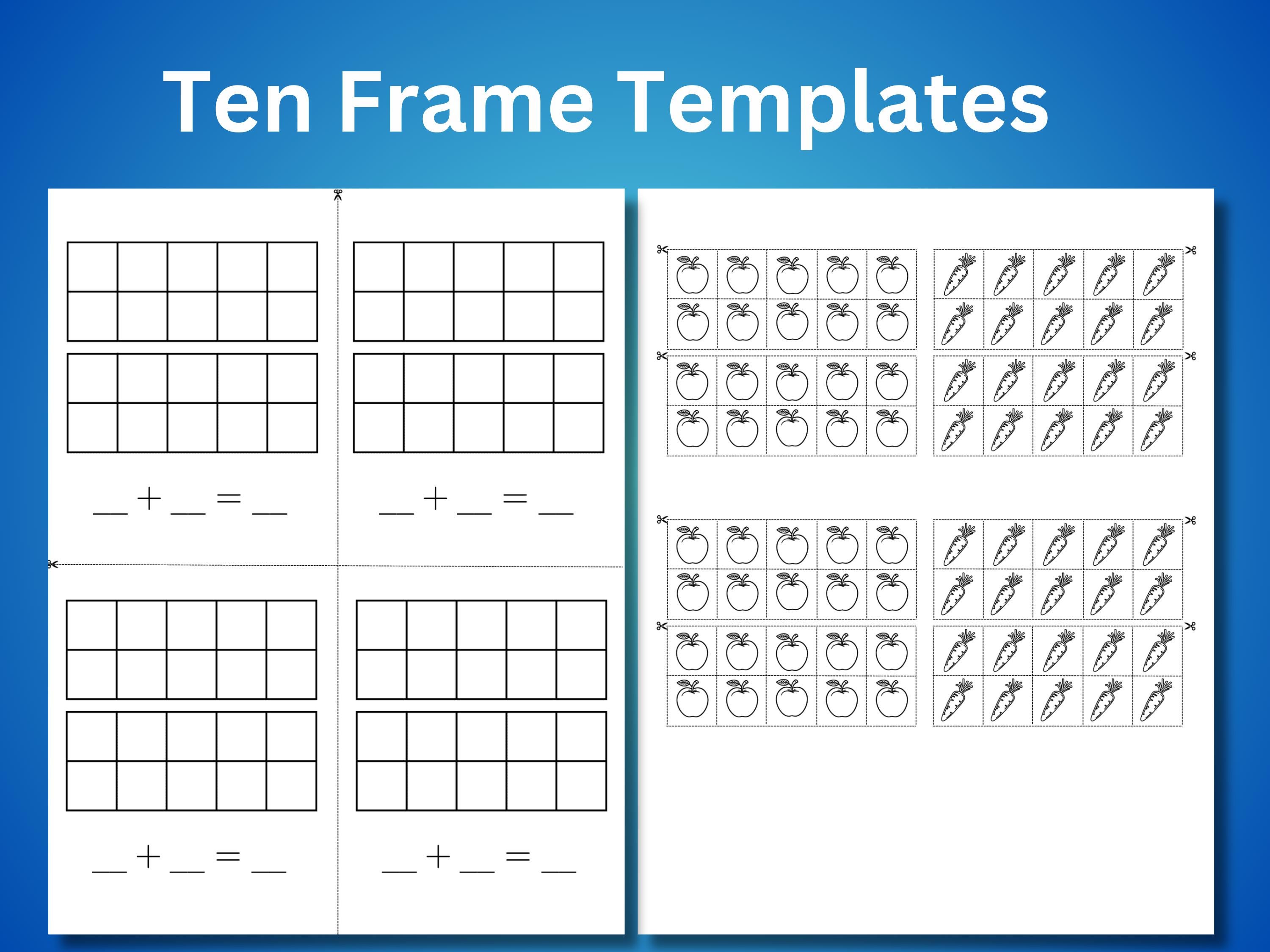 Math Ten Frame Templates Worksheets for Kindergarten and 1st Grade. - Etsy