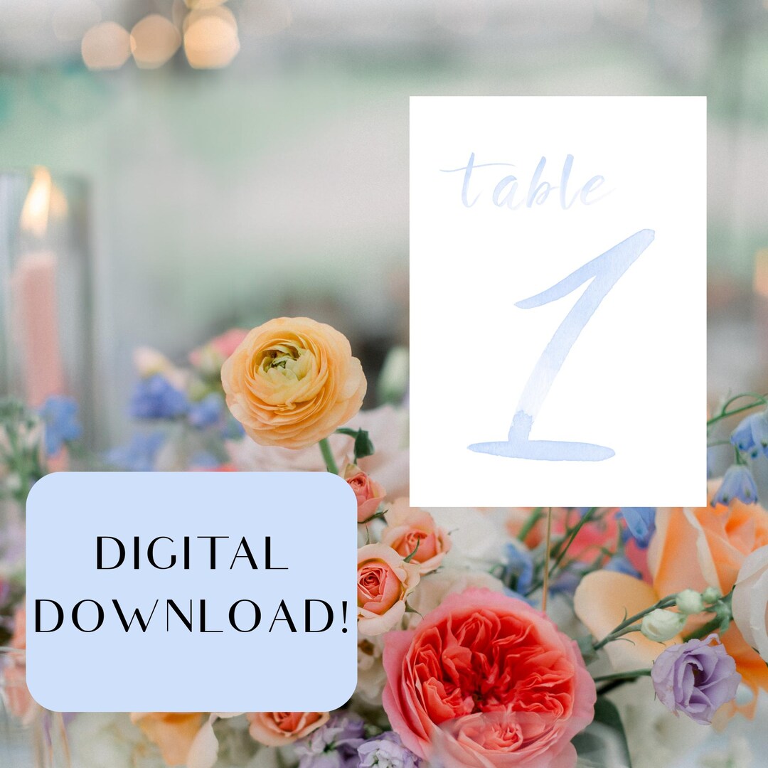 Hand Painted Table Numbers| Watercolor Pastel Wedding Table Numbers ...