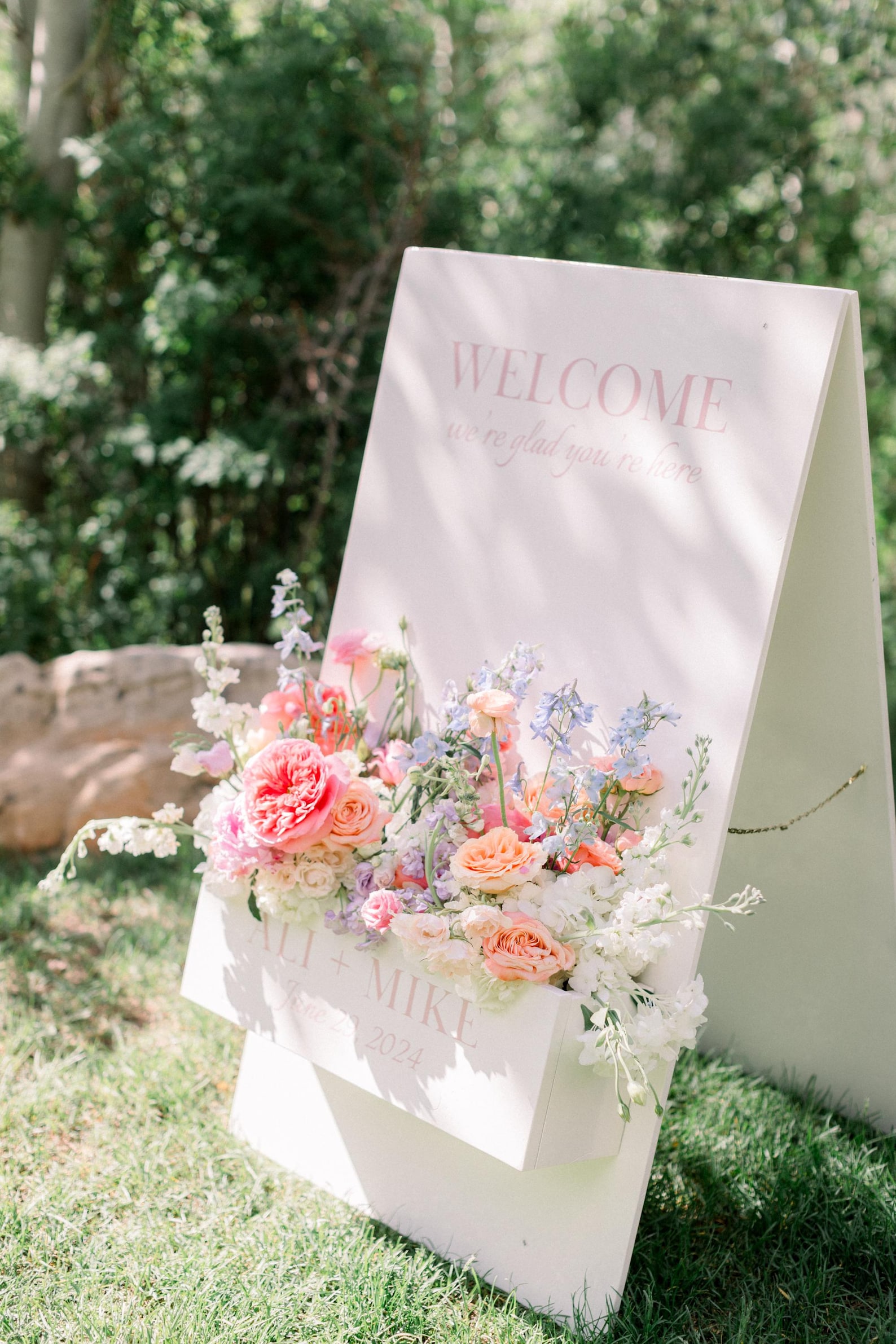 Flower Box Welcome Sign for Wedding | Wedding Welcome Sign A Frame ...