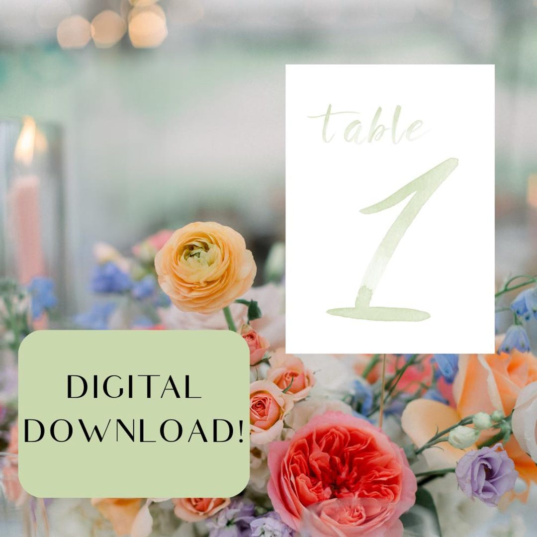 Hand Painted Table Numbers| Watercolor Pastel Wedding Table Numbers ...