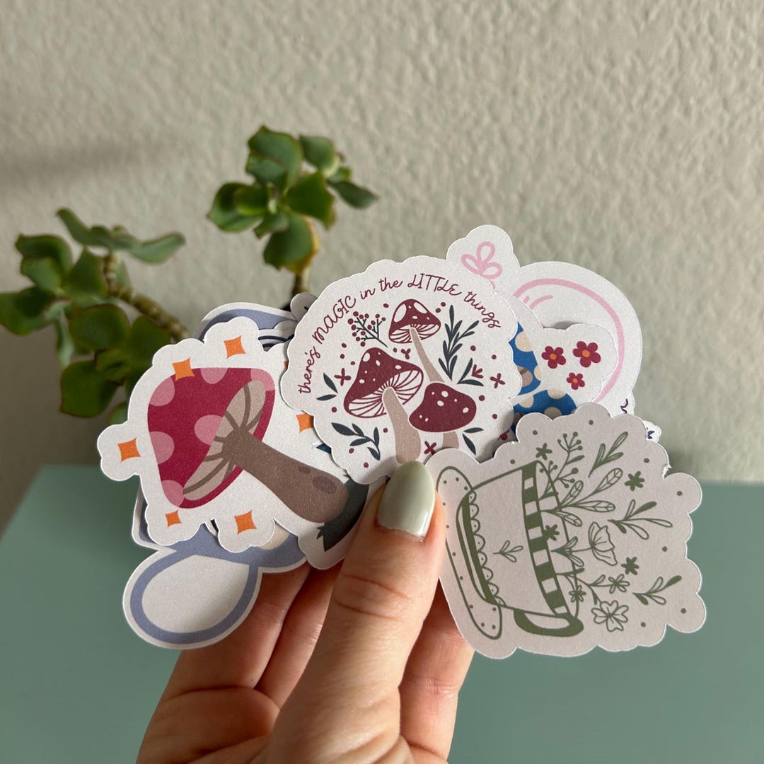 Cottage Core Sticker Pack | Mushroom & Floral Stickers | Single or a ...