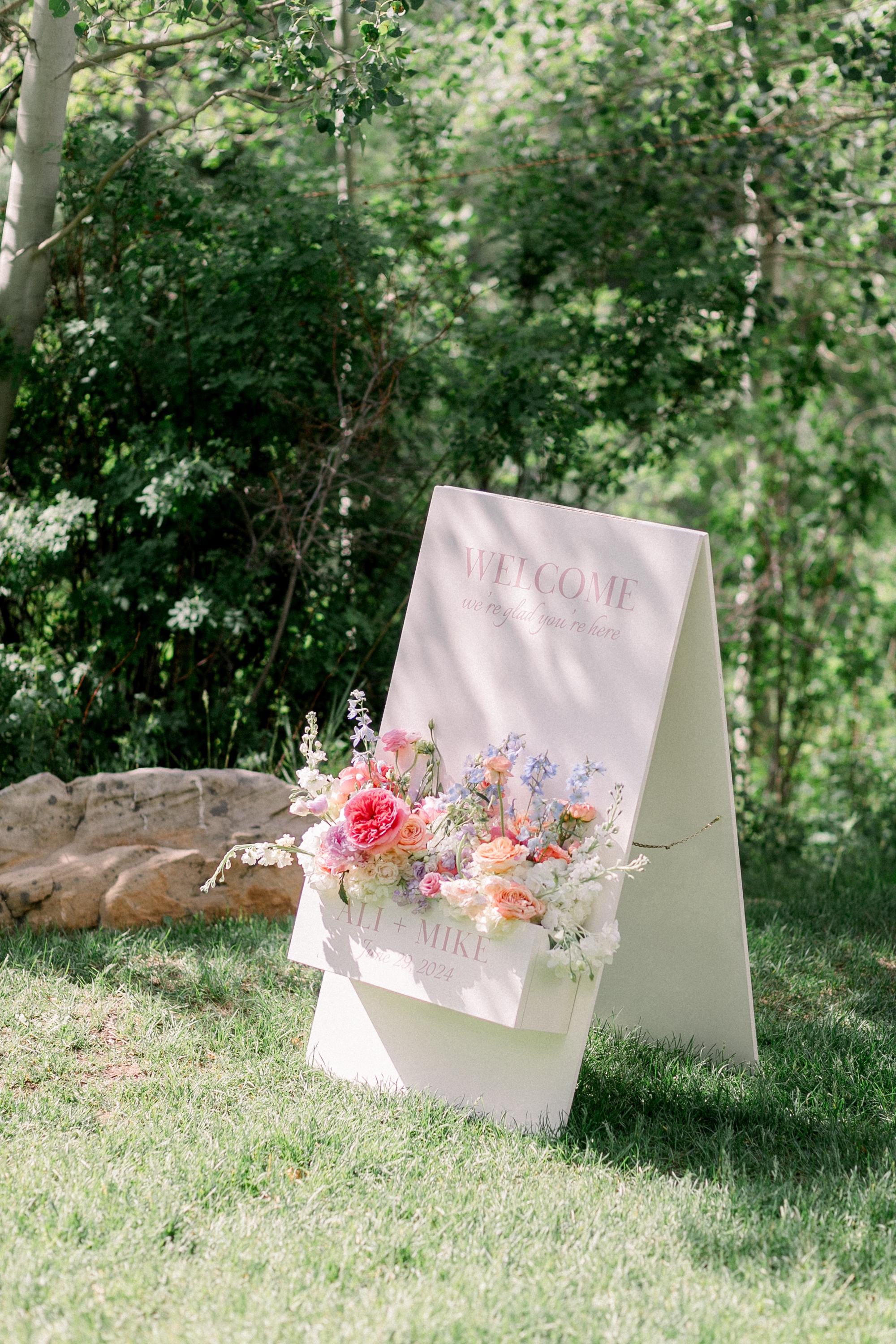 Flower Box Welcome Sign for Wedding | Wedding Welcome Sign A Frame ...