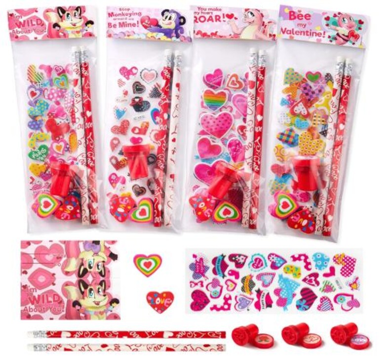 28 Pack Valentine’s Day Stationery Kids Gift Set – School Classmates ...