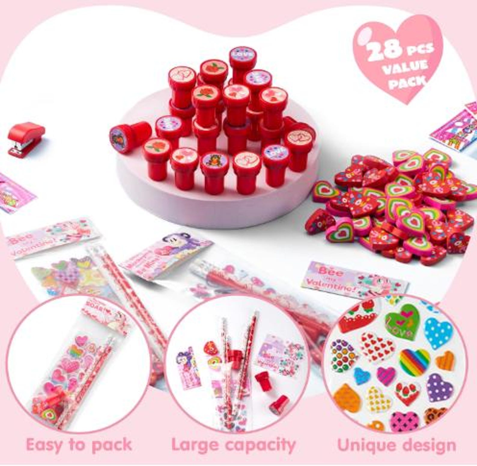 28 Pack Valentine’s Day Stationery Kids Gift Set – School Classmates ...