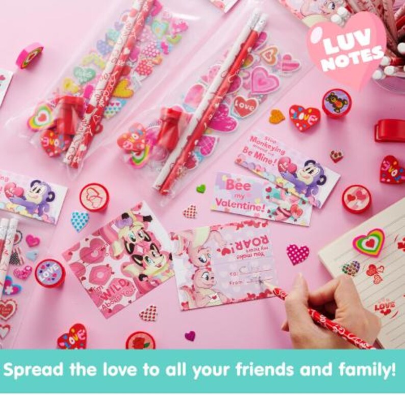 28 Pack Valentine’s Day Stationery Kids Gift Set – School Classmates ...