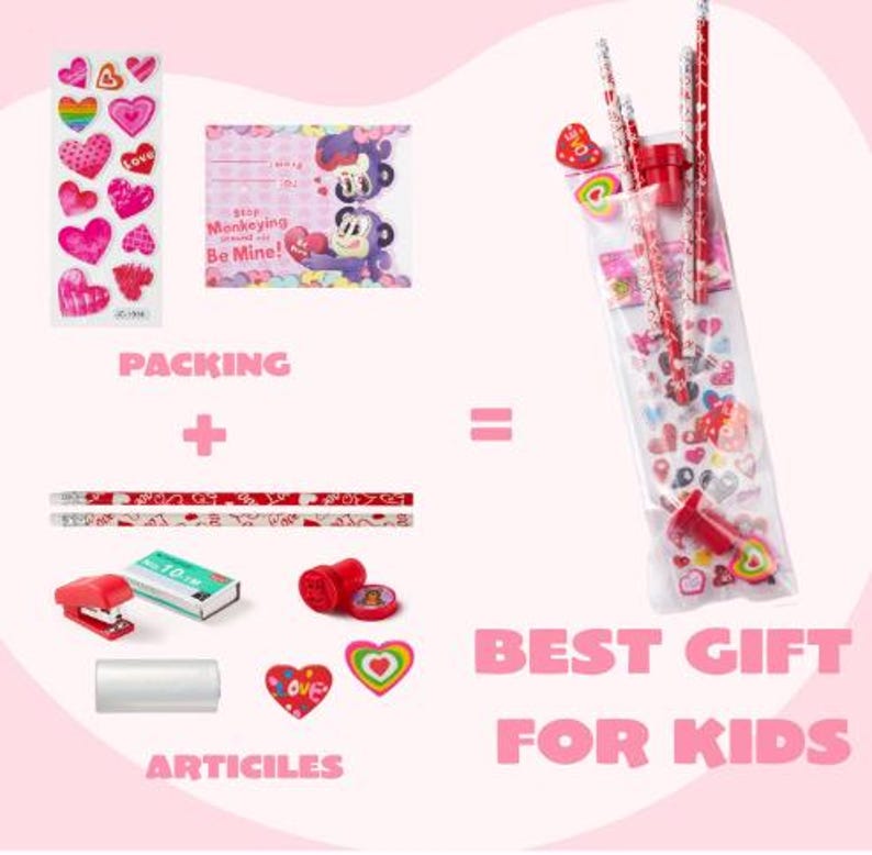 28 Pack Valentine’s Day Stationery Kids Gift Set – School Classmates ...