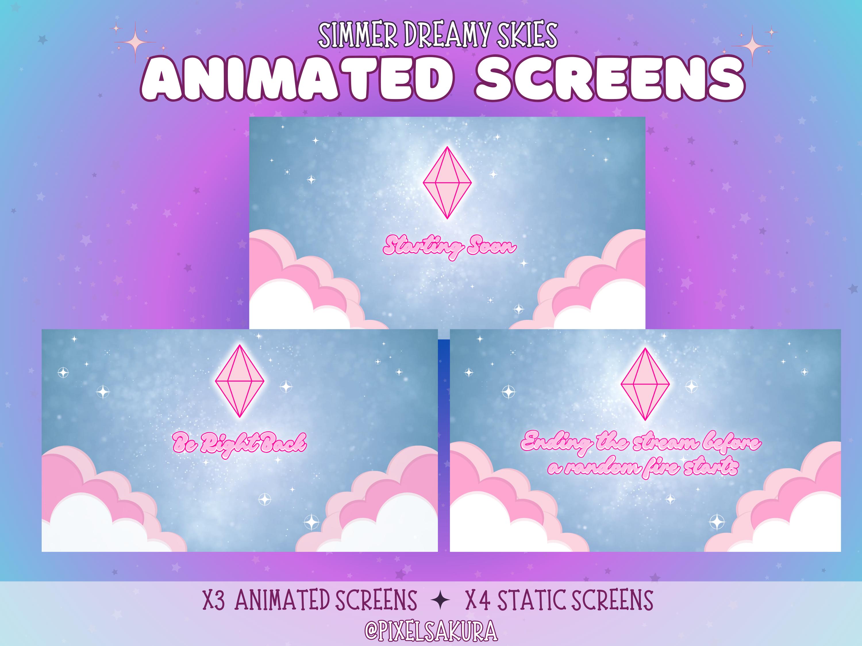 Sims Inspired Stream Overlay Pack – Simmer Dreamy Skies | Cute Cloud ...
