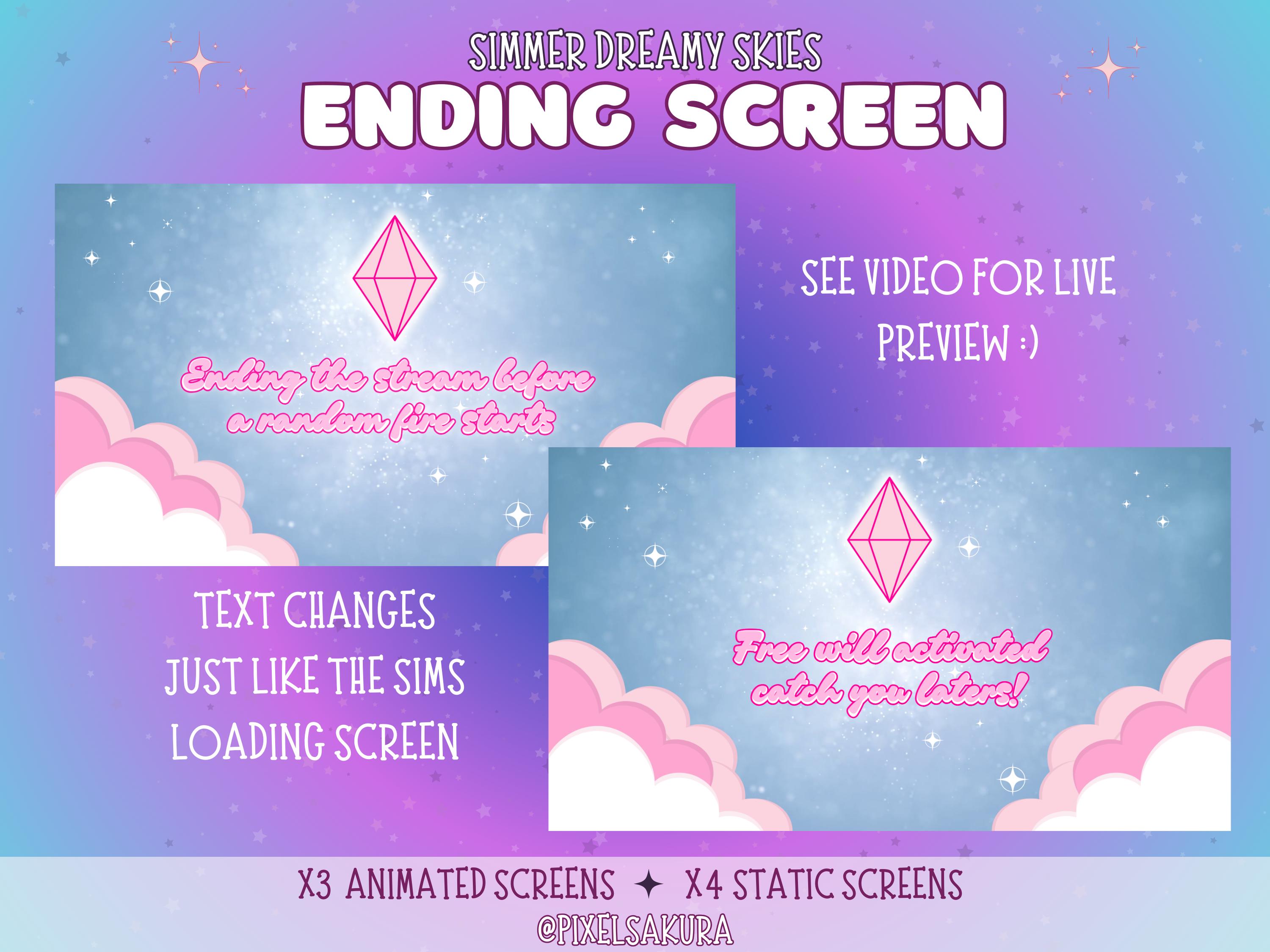 Sims Inspired Stream Overlay Pack – Simmer Dreamy Skies | Cute Cloud ...