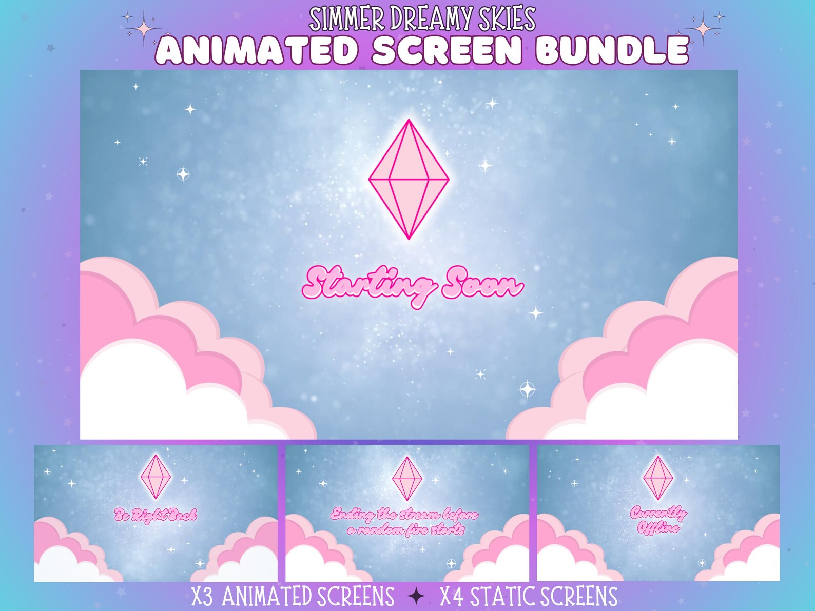 Sims Inspired Stream Overlay – Cute Cloud & Star Twitch Screens ...