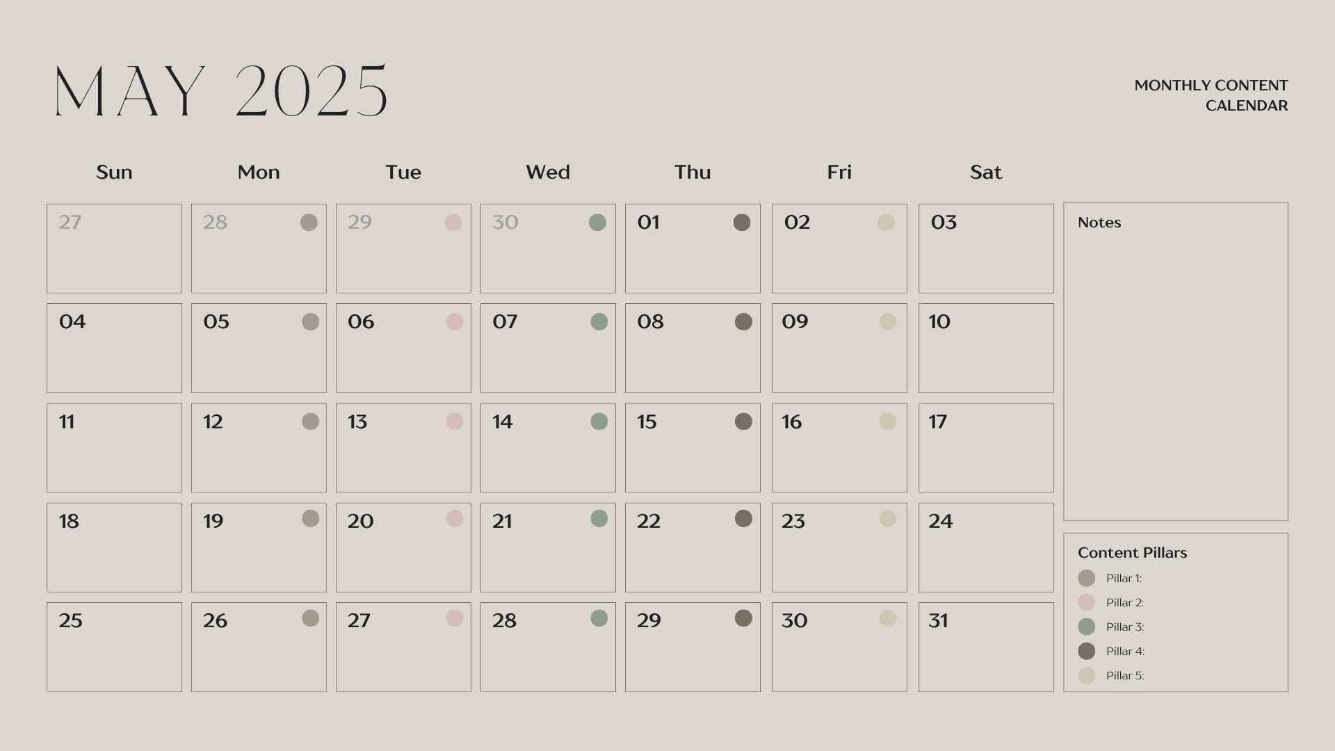 Monthly Content Calendar for Social Media Managers, Content Creators ...
