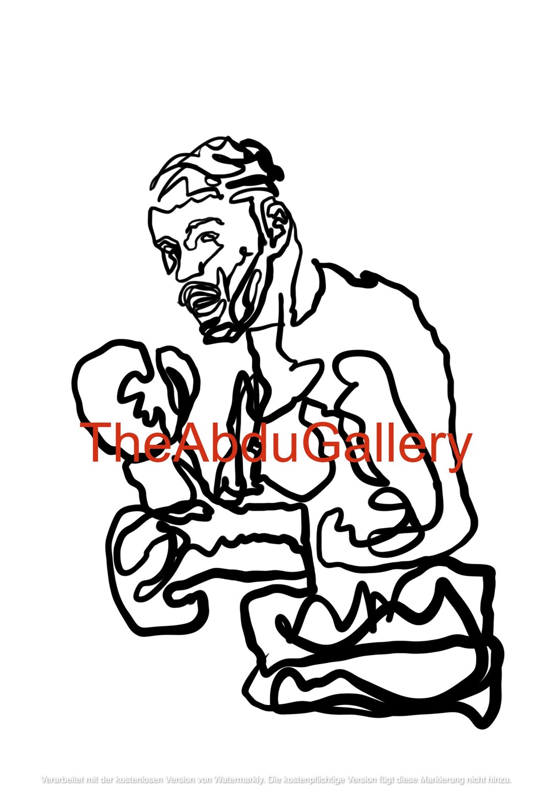 Boxer - Dynamic Line Art in Black - Etsy