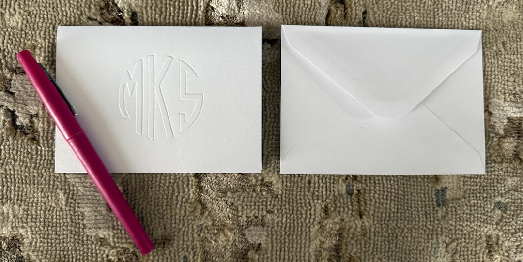 Embossed Monogram Note Cards - Etsy