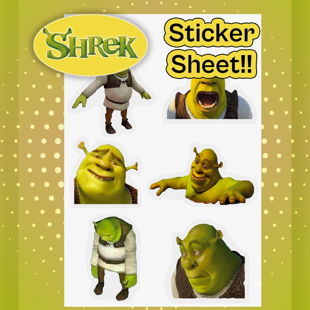 Shrek Sticker Sheet. Permanent Glossy. - Etsy