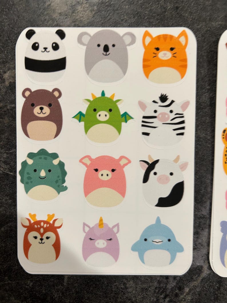 Birthday Party Favors, Squishmallow Animals Sticker Sheets, 9 or 12 ...