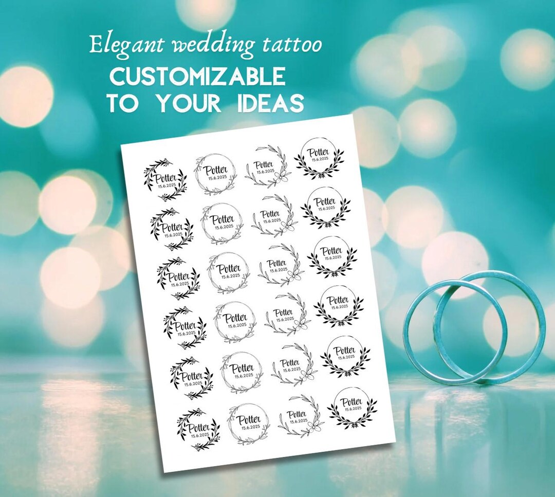 Temporary Wedding Tattoo, Elegant Tattoo, Stylish Wedding Party Tattoo ...