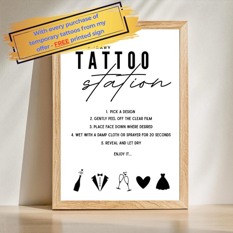 Wedding Tattoo Station Sign, Fun Temporary Tattoos - Etsy