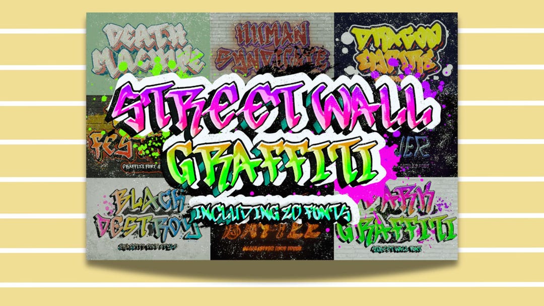 Street Wall Graffiti Font Bundle | Retro Font | Groovy Fonts | Cricut ...