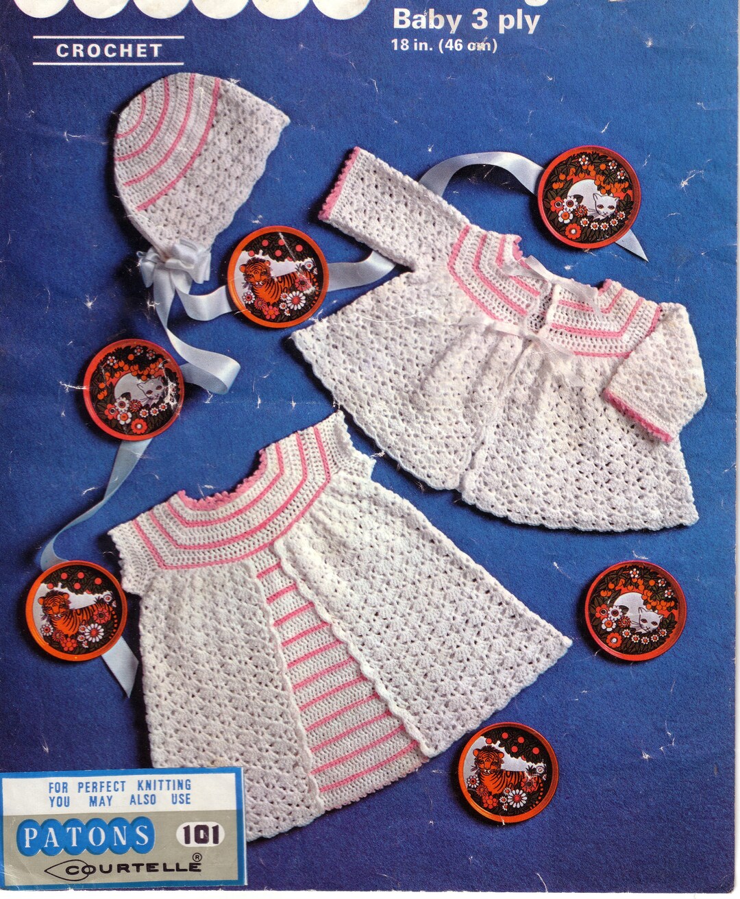 Crochet PATTERN PDF Download - Baby Dress, Coat and Bonnet 18 Inch ...