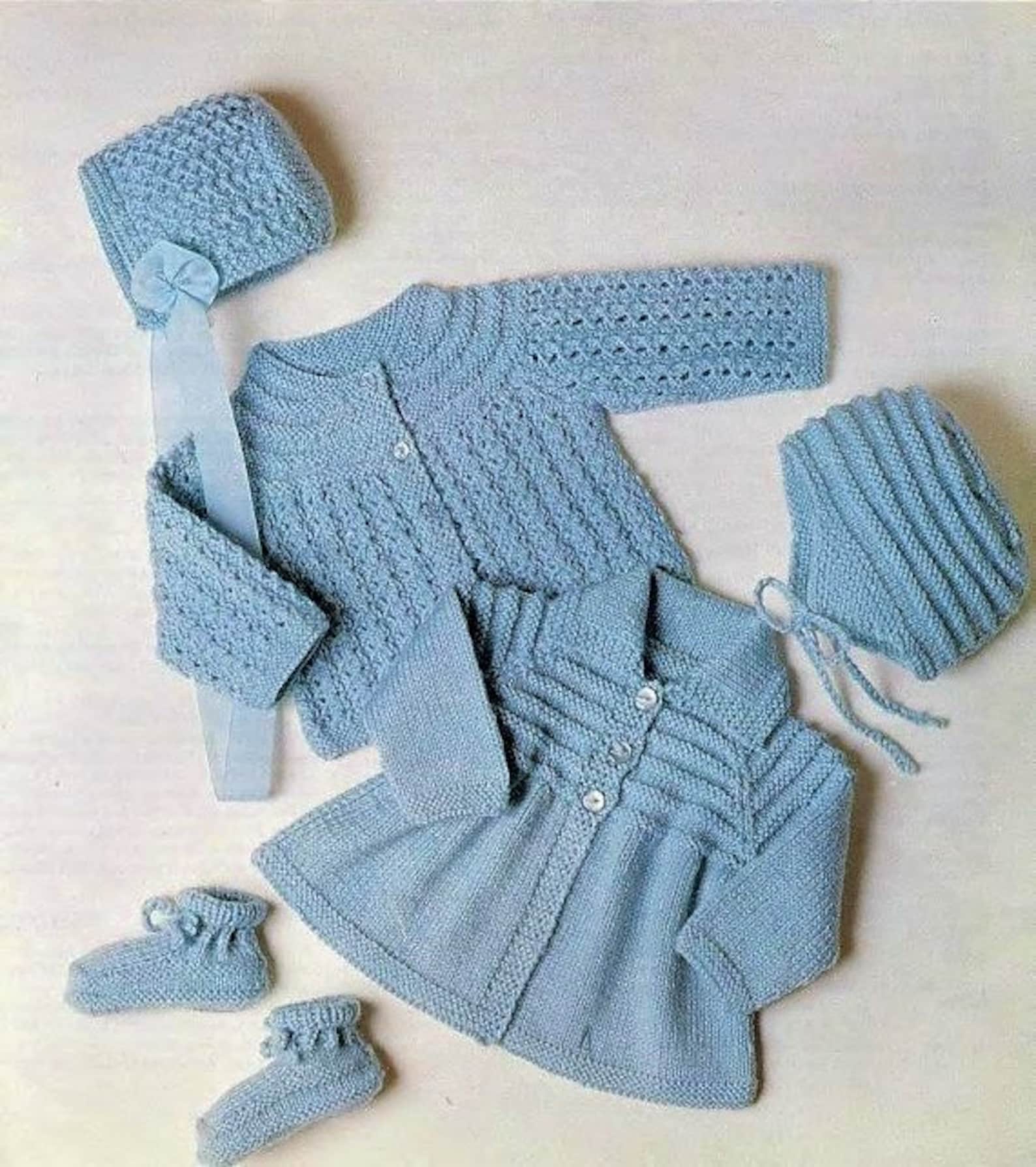 Vintage Knitting Pattern Matinee Jacket, Coat, Helmet, Bonnet and ...